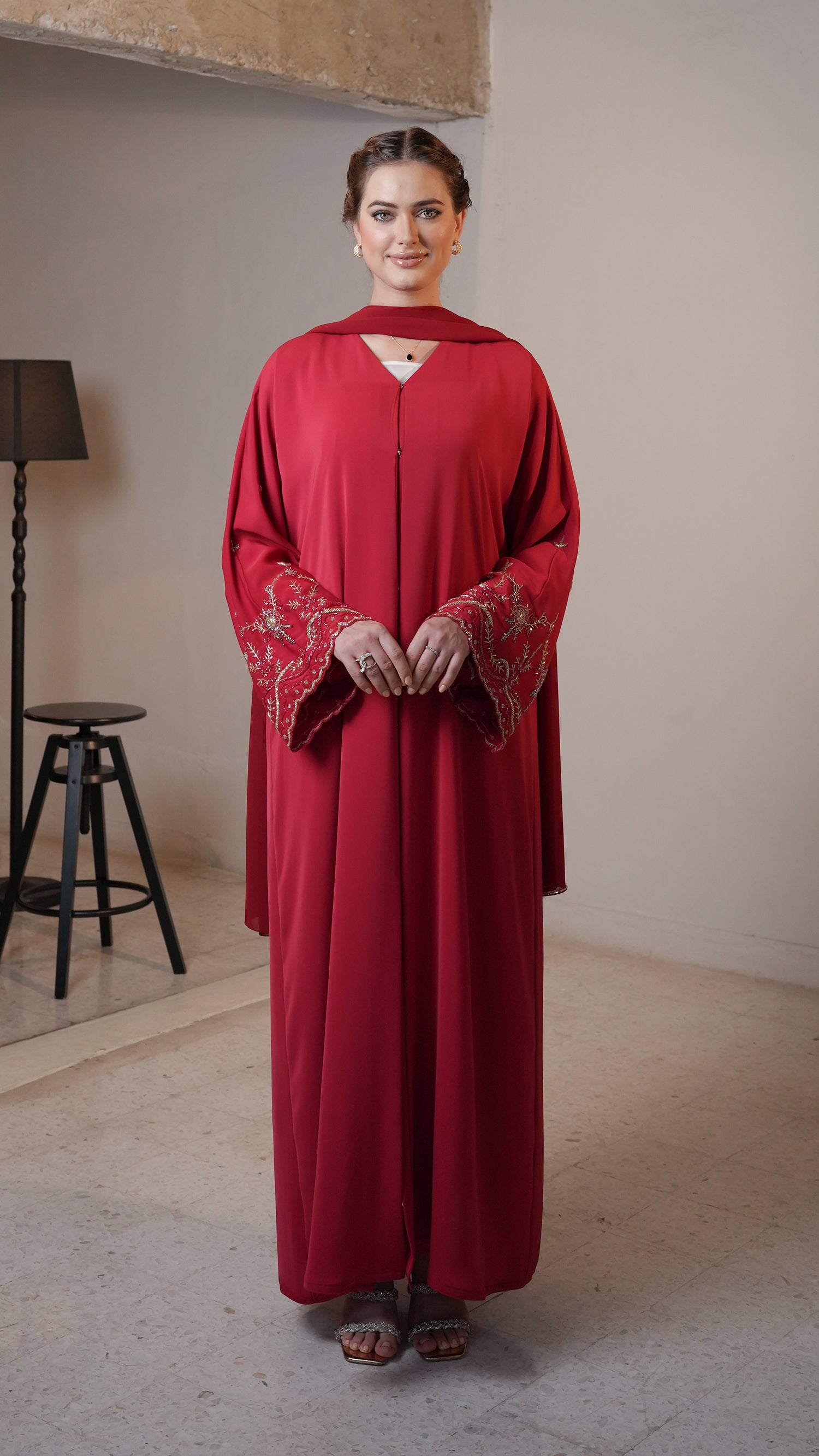 Adliya Scarlet Red Abaya – Fustaann