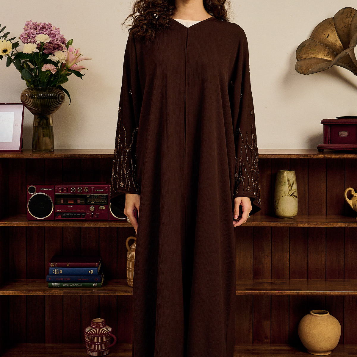 Ahwar Dark Brown Abaya – Fustaann