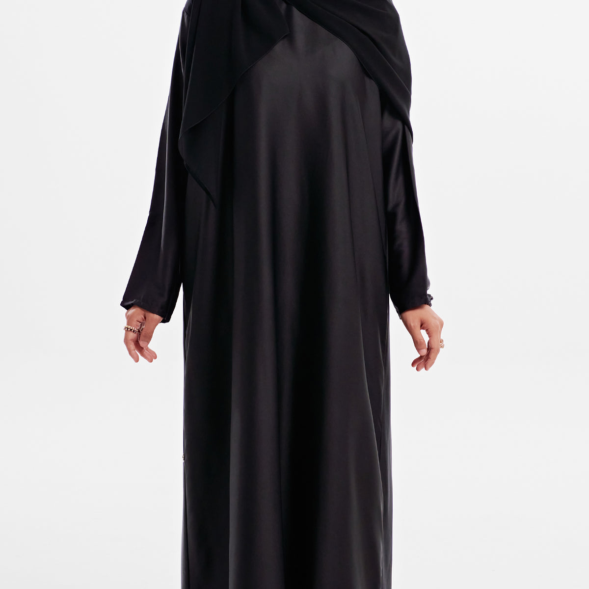 Satin Silk Inner Dress Black – Fustaann