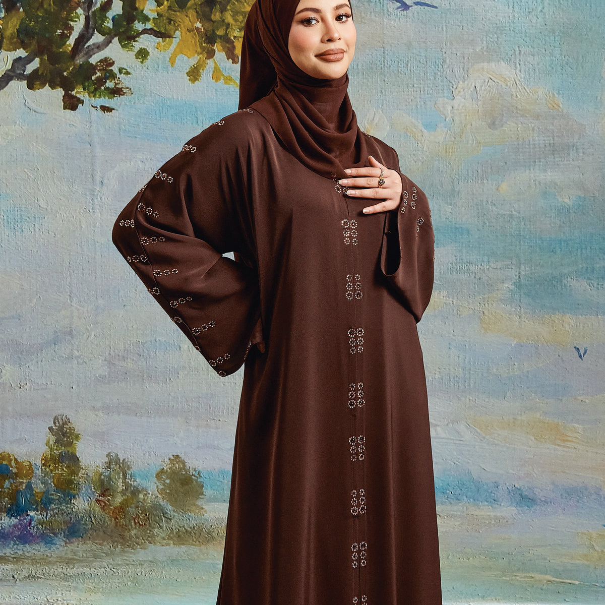 Mahnoor Rich Brown Abaya – Fustaann