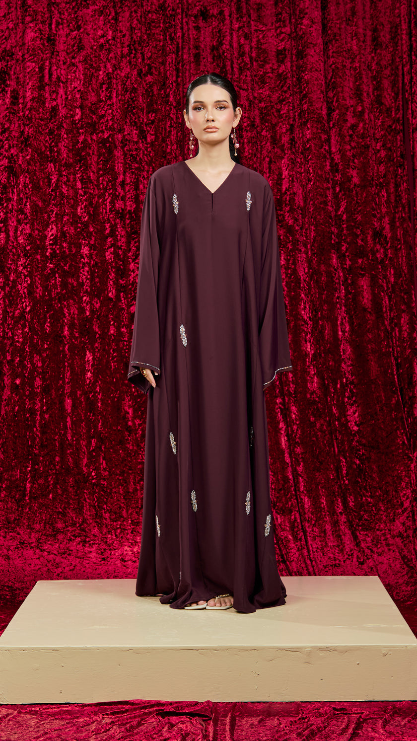 Ranya Burgundy Abaya – Fustaann